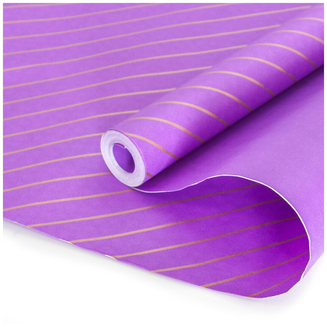 Упаковочная бумага, Крафт (0,7x8,5 м) Полоски Люрекс, Сирене