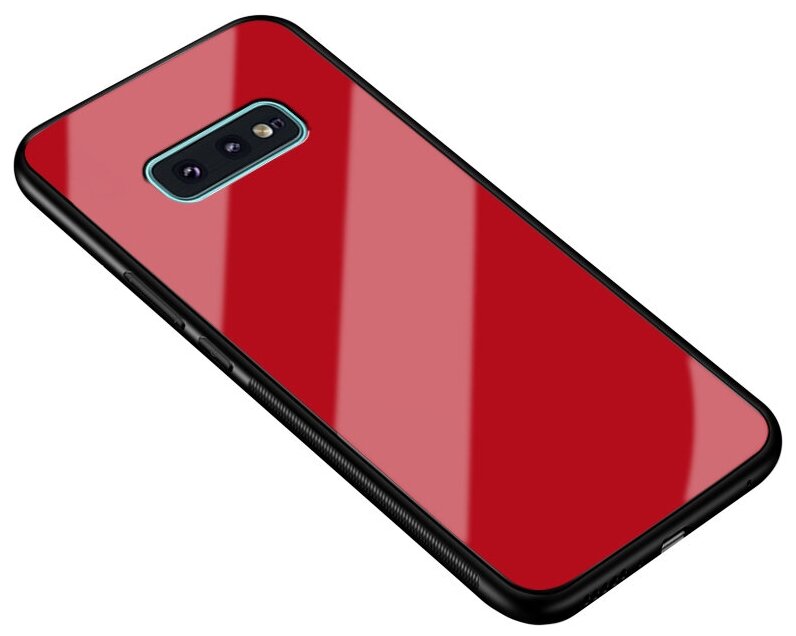 Чехол-бампер MyPads для Samsung Galaxy S10 Plus SM-G975F стеклянный из закаленного стекла зеркальный блестящий переливающийся красный