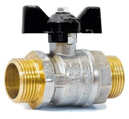 Кран шаровой Tim 1/2" (НР-НР), ручка-бабочка, никелированный