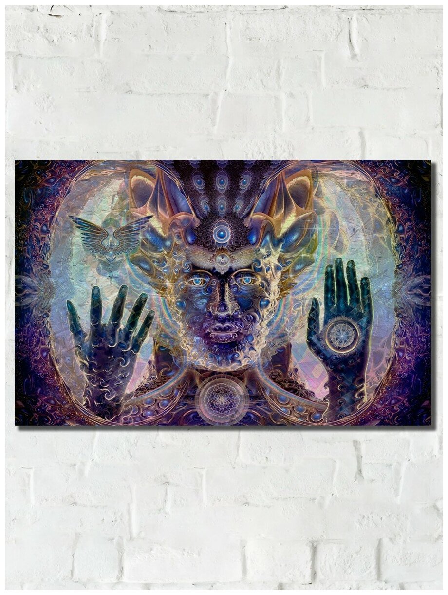 Картина интерьерная на рельефной доске эзотерика души тела космоса провидения таинств йога - 7896 Г