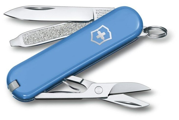 Нож-брелок VICTORINOX Classic SD Colors "Summer Rain", 58 мм, 7 функций, голубой