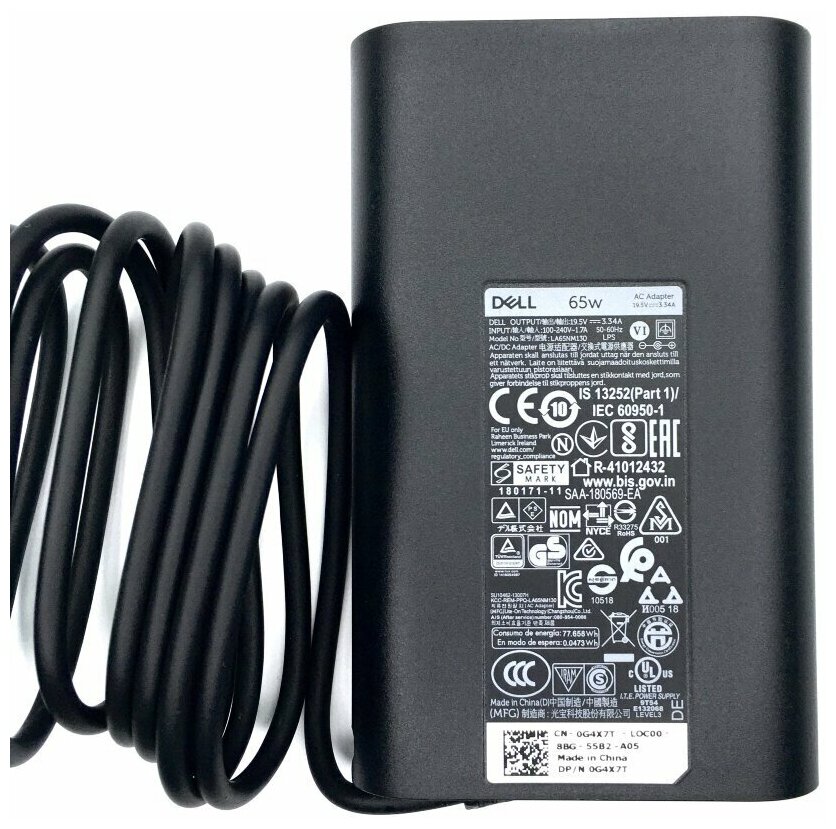 Блок питания (зарядное устройство) для ноутбука Dell P14F 19.5V 3.34A (7.4-5.0) 65W New Slim