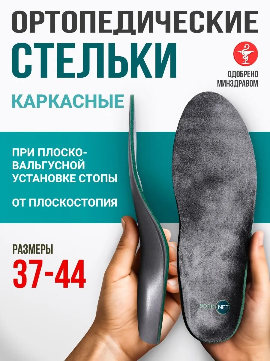 Стельки ортопедические каркасные мужские и женские, плоскостопие - профилактика и лечение Боли NET Talus, покрытие микролайнер