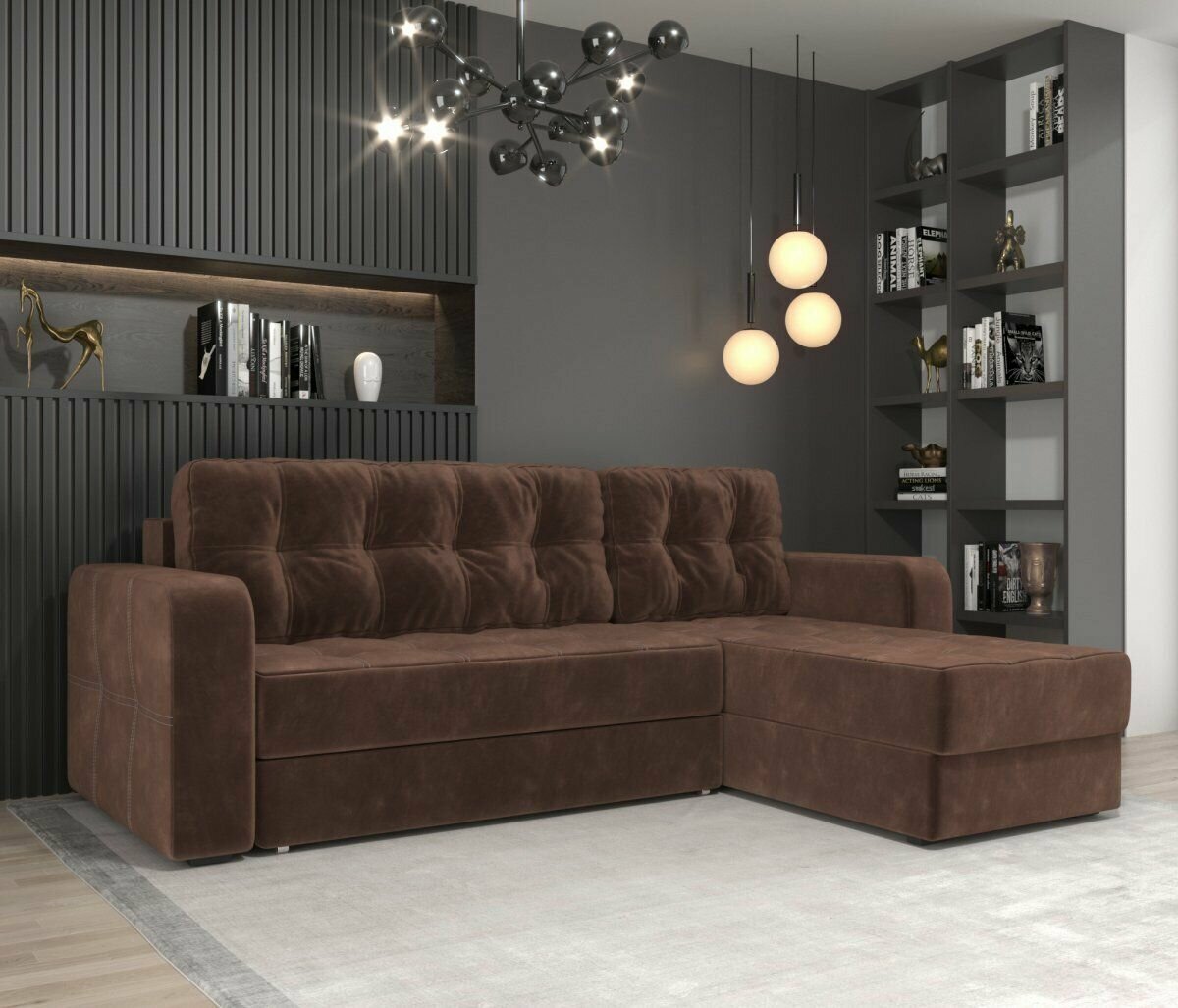 Диван угловой Лаки коричневый