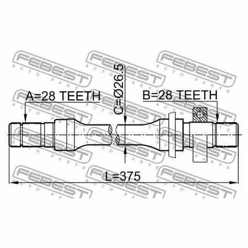 Вал приводной Febest 0512626GE для Mazda 626 IV, V, MX-3, MX-6, Xedos 6