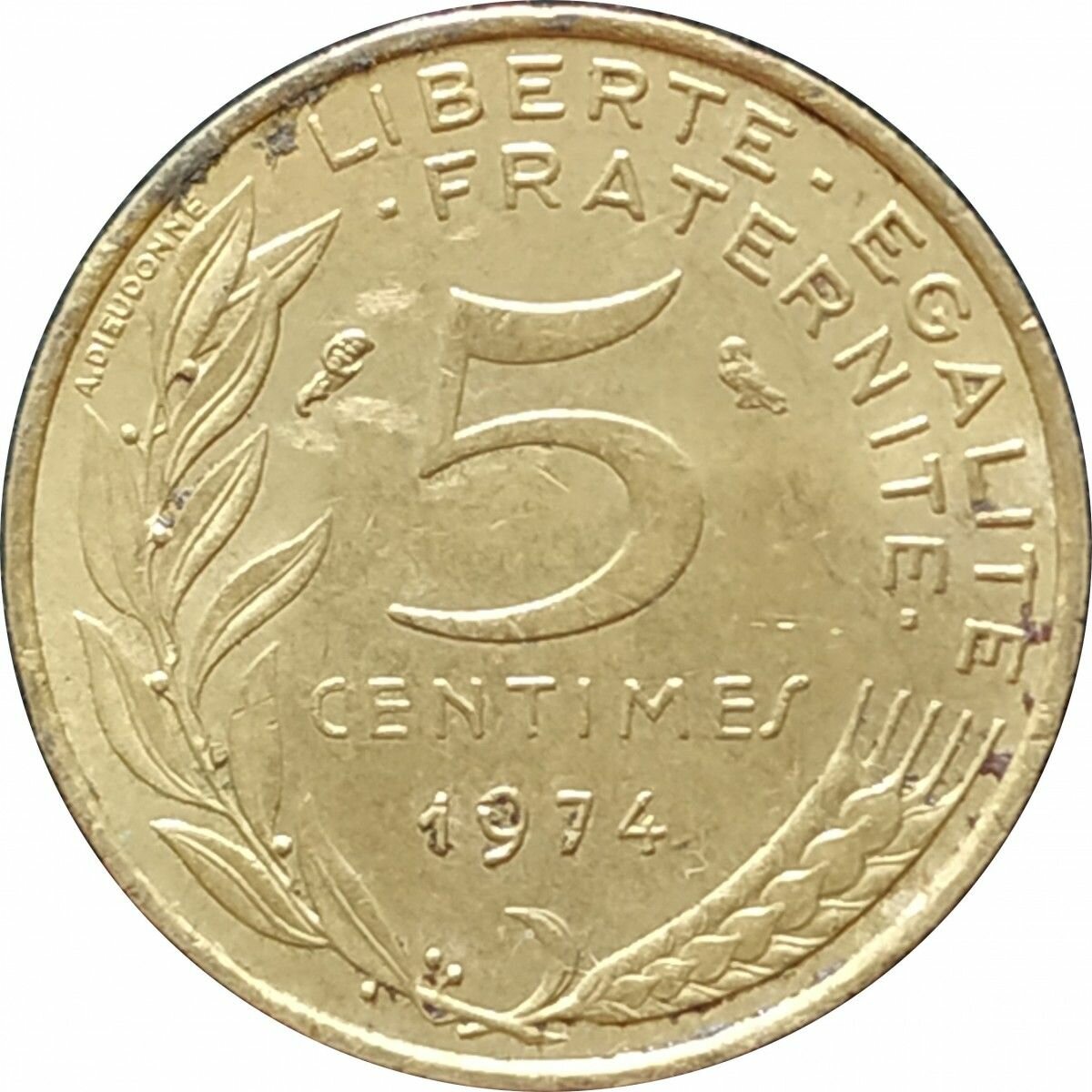 5 сантимов 1974 Франция из оборота