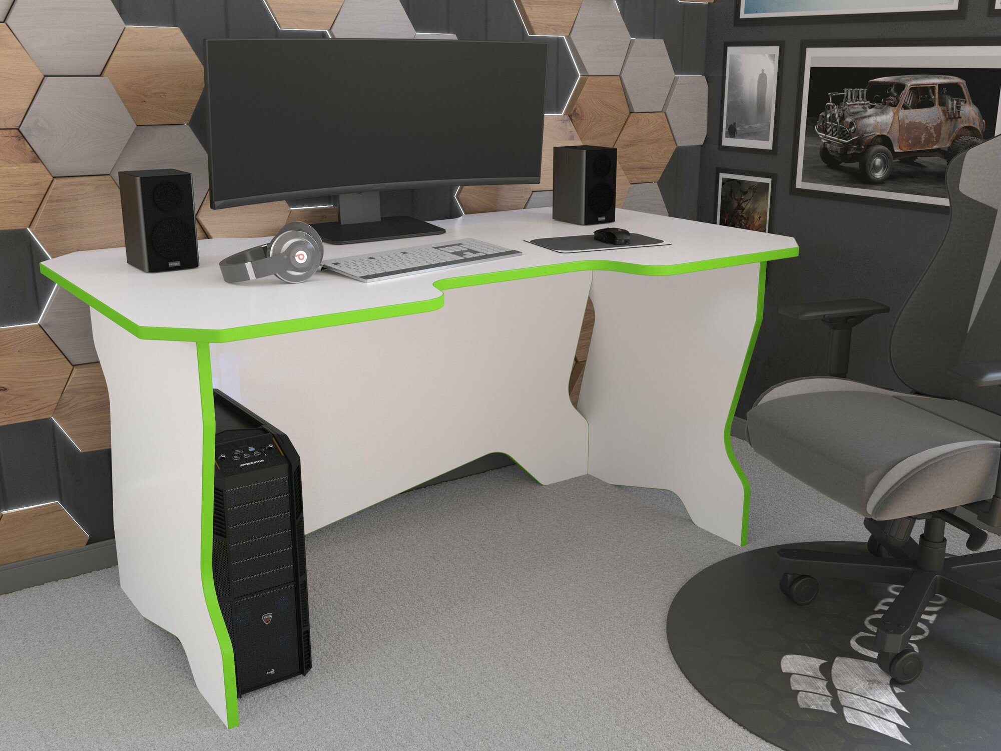 Игровой компьютерный стол белый 160см