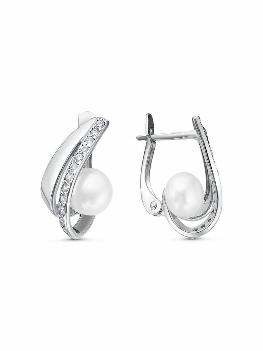 Серьги, серебро, 925 проба, родирование, жемчуг
