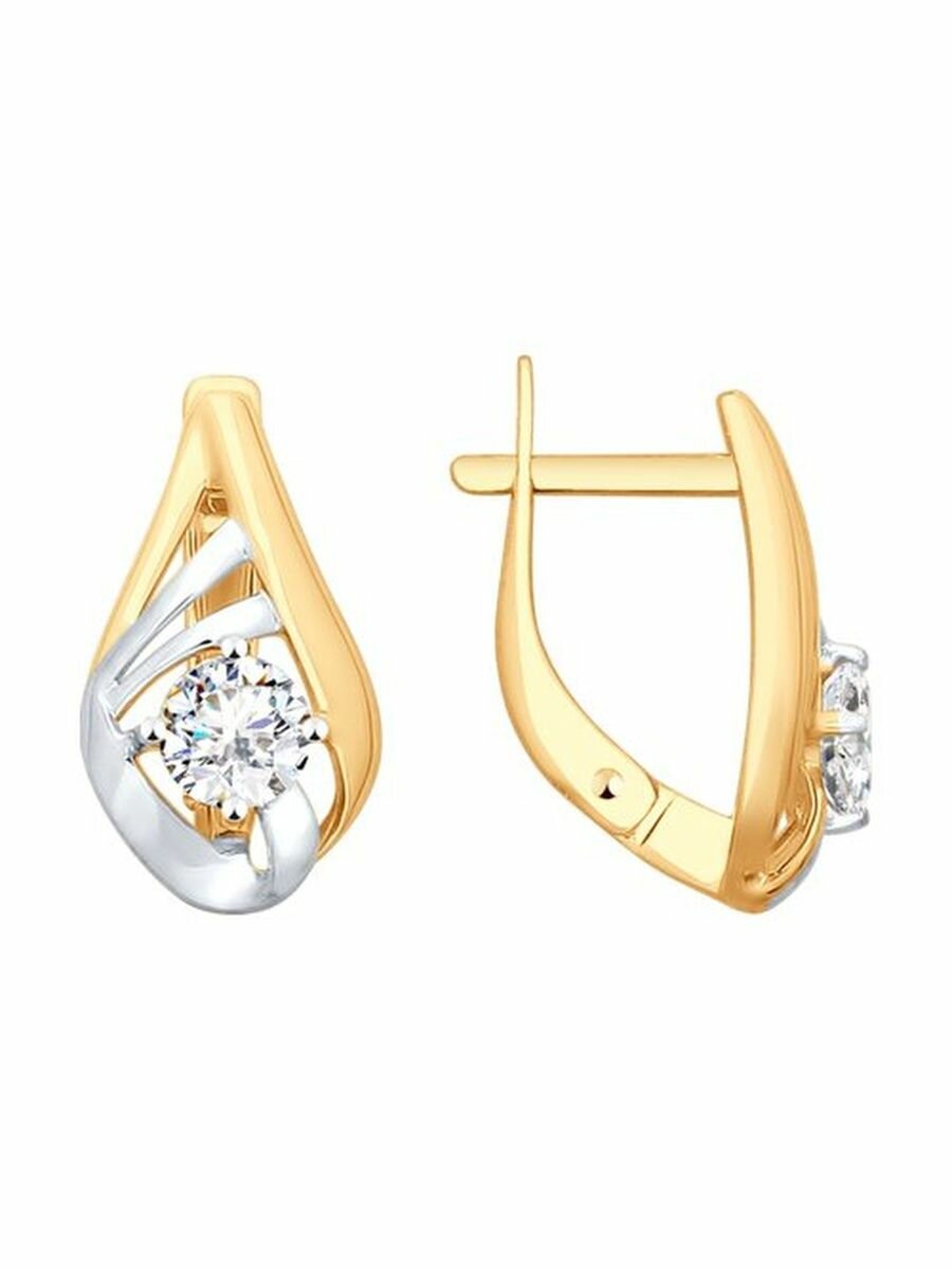 Серьги, красное золото, 375 проба, фианит