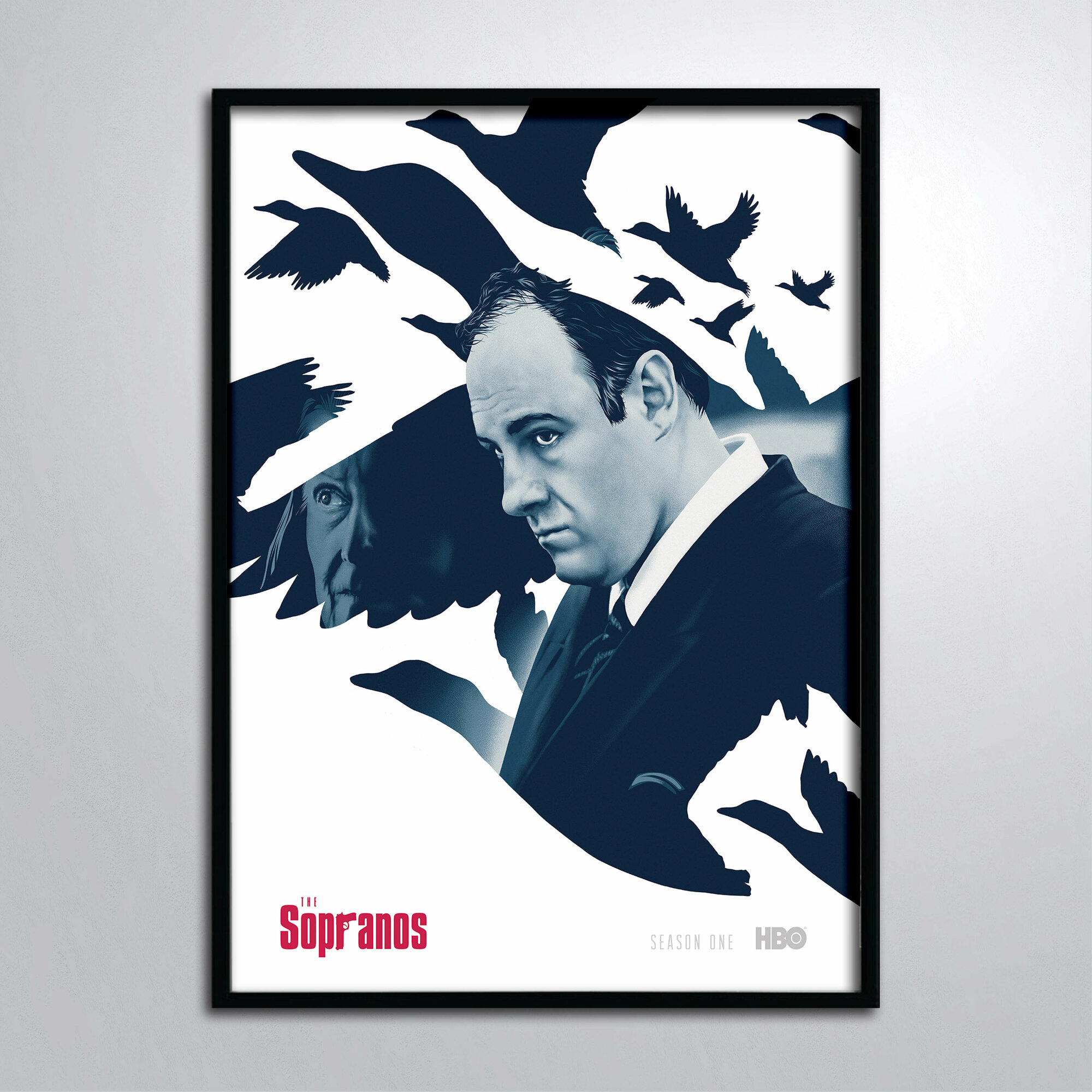 Постер без рамы/Клан Сопрано Синий Арт The Sopranos