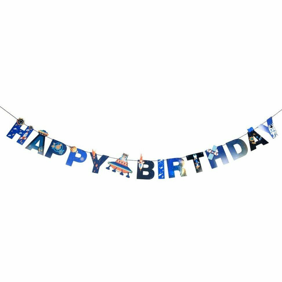 Гирлянда Happy birthday Космос 200 см