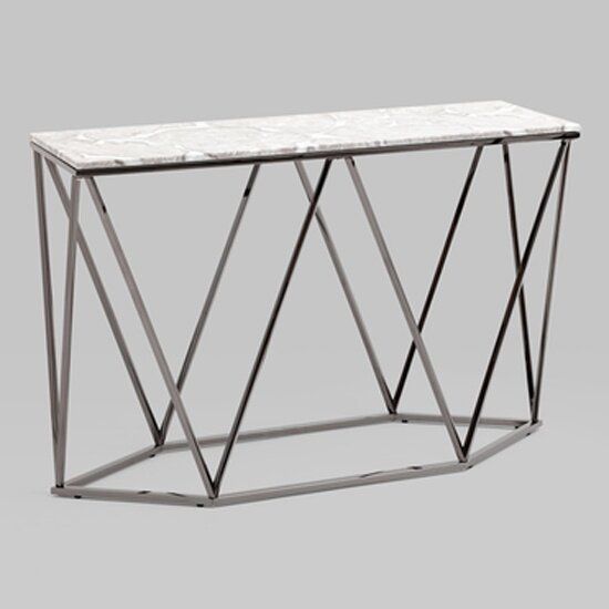 Консоль Stool Group Авалон 122*41, серый мрамор, сталь темный хром