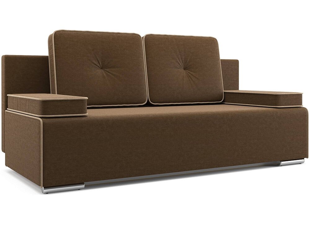 Прямой диван Доминик (Лиссабон) Коричнево-Бежевый Рогожка, еврокнижка, 190х90х80 см, с ящиком для белья