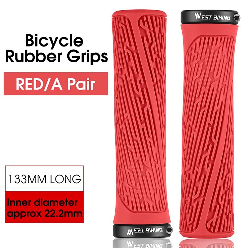 Велосипедные ручки West Biking из алюминиевого сплава и резины Красный, 0804061 Red