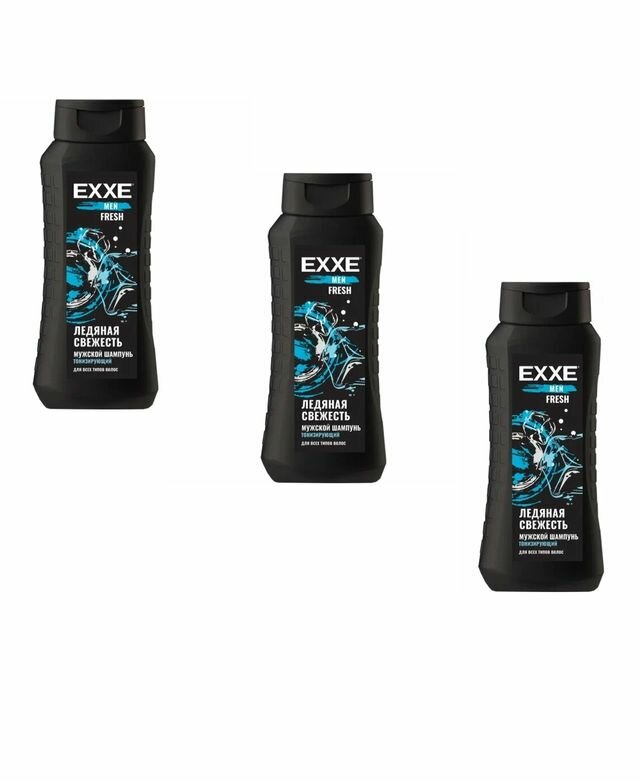 EXXE MEN Шампунь для всех типов волос "Тонизирующий" FRESH, 400 мл, 3 уп