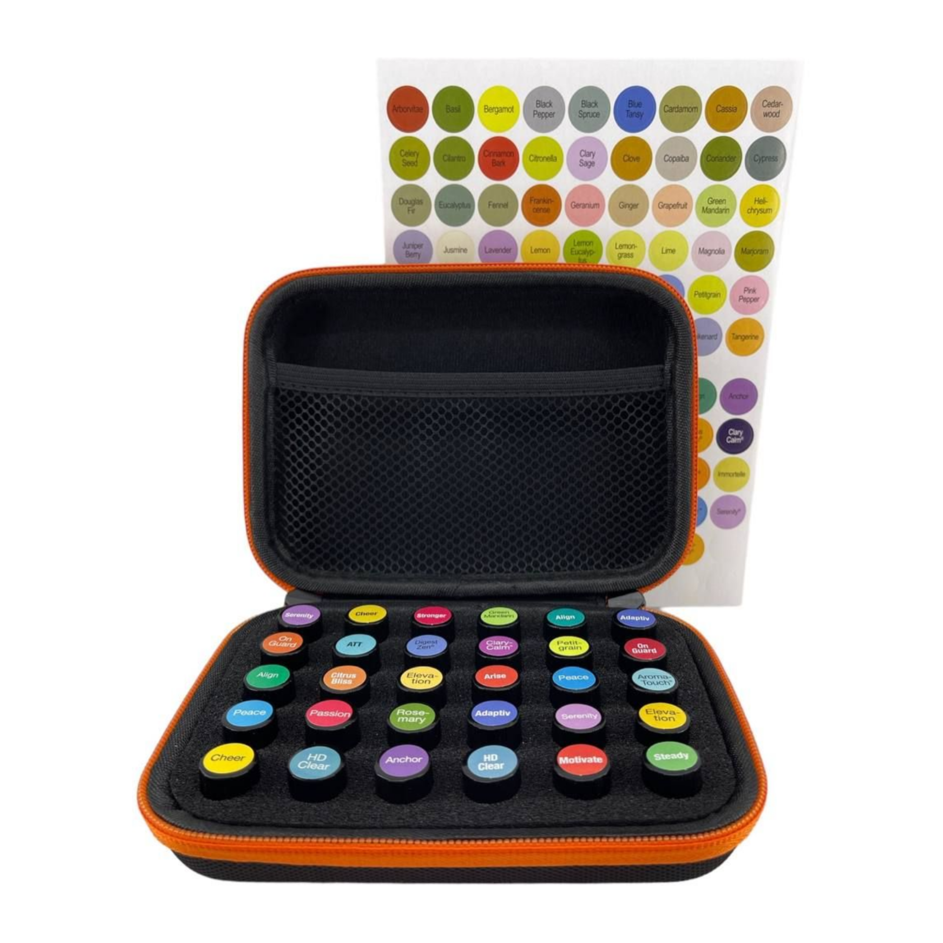 Аромабокс - сумочка, оранжевая молния + 30 флакона по 2 мл + наклейки