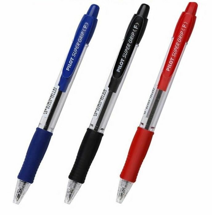 Набор из 3х ручек PILOT Super Grip F (0.7 мм) шариковая автоматическая, грип