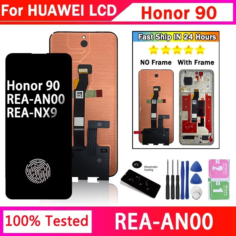 6,7-дюймовый новый экран для Huawei Honor 90, ЖК-дисплей, преобразователь сенсорного экрана в сборе для Honor 90 REA-AN00 REA-NX9, ЖК-дисплей Blue With Frame
