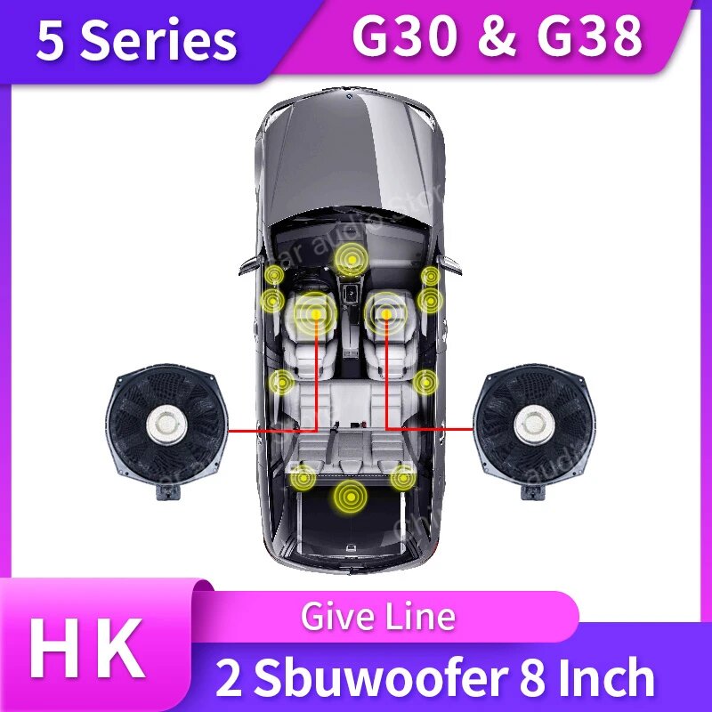 8-дюймовый сабвуфер для BMW G30 530i, цвет: 2-HK-BASS-8INCH