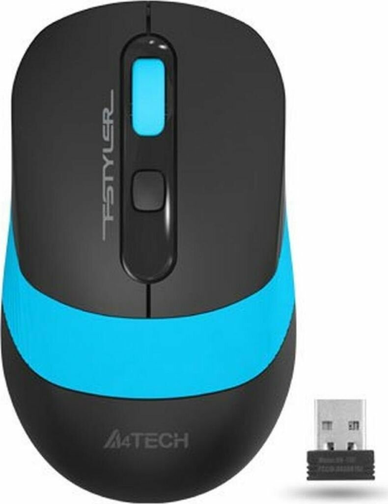 A4Tech Мышь беспроводная, голубой, черный