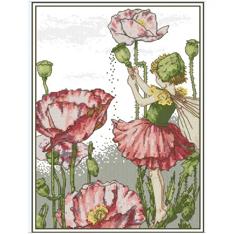 Набор для вышивки крестом Coelho Узоры маковой феи 11CT/14CT 14CT white canvas