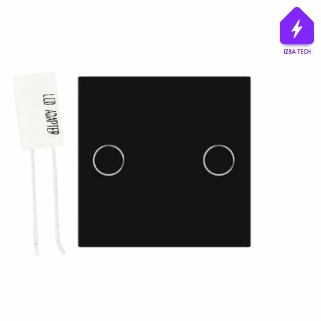 Диммер-выключатель без нуля, модуль для рамки, с конденсатором в комплекте, сенсорный двухклавишный черного цвета