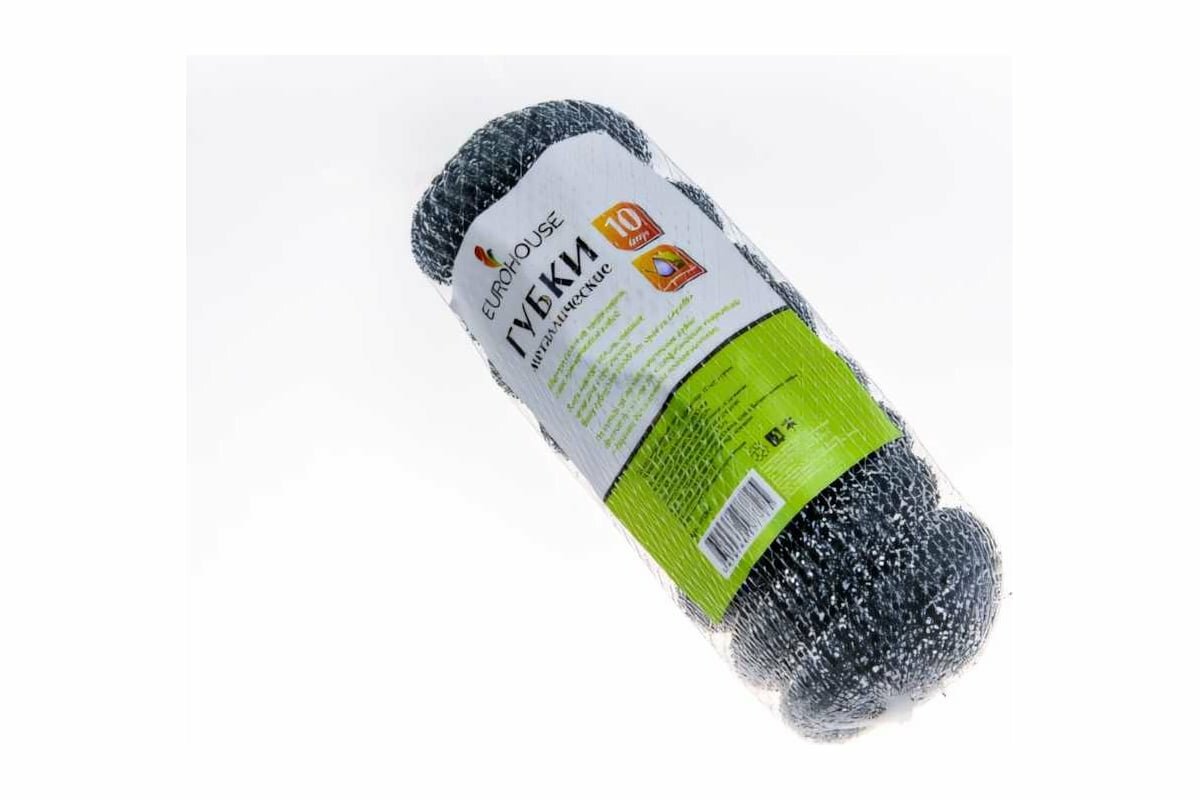 EUROHOUSE Губка спираль металлическая, 10 шт в сетке, 11994