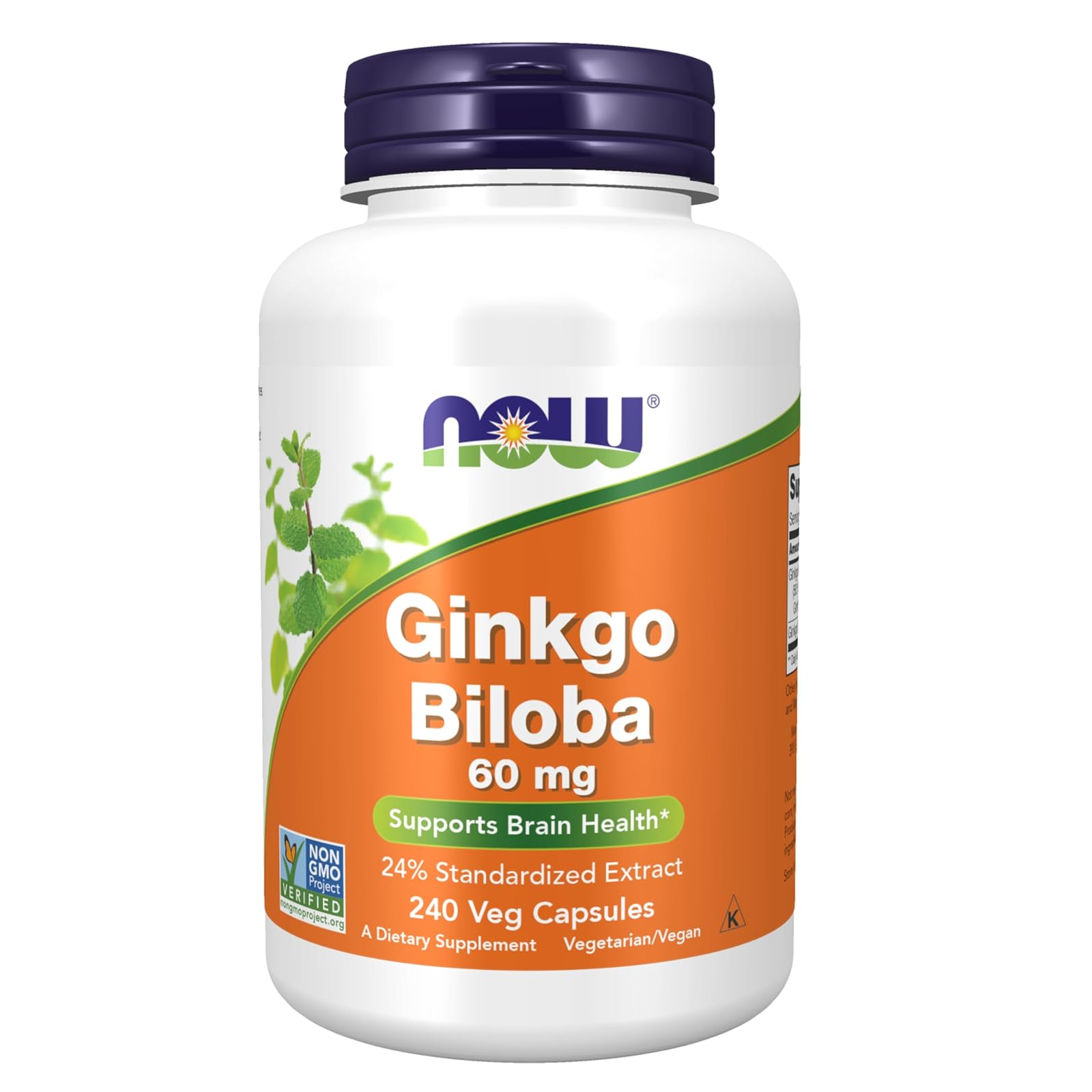 Гинкго билоба, 60 мг, 240 капсул, NOW Foods, GINKGO BILOBA, антиоксидант