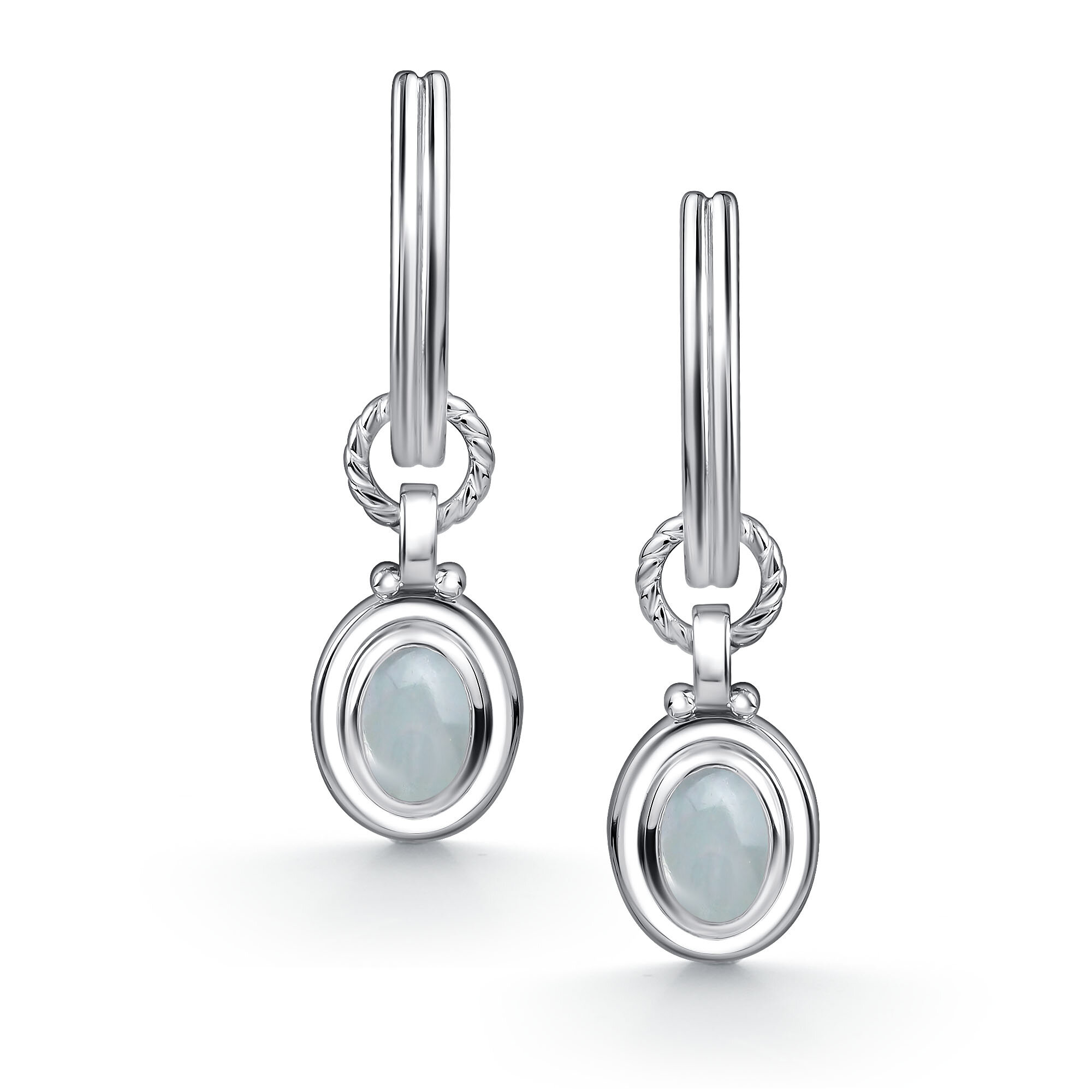 Серьги с подвесками, трансформеры, серебро, 925 проба, родирование, аквамарин