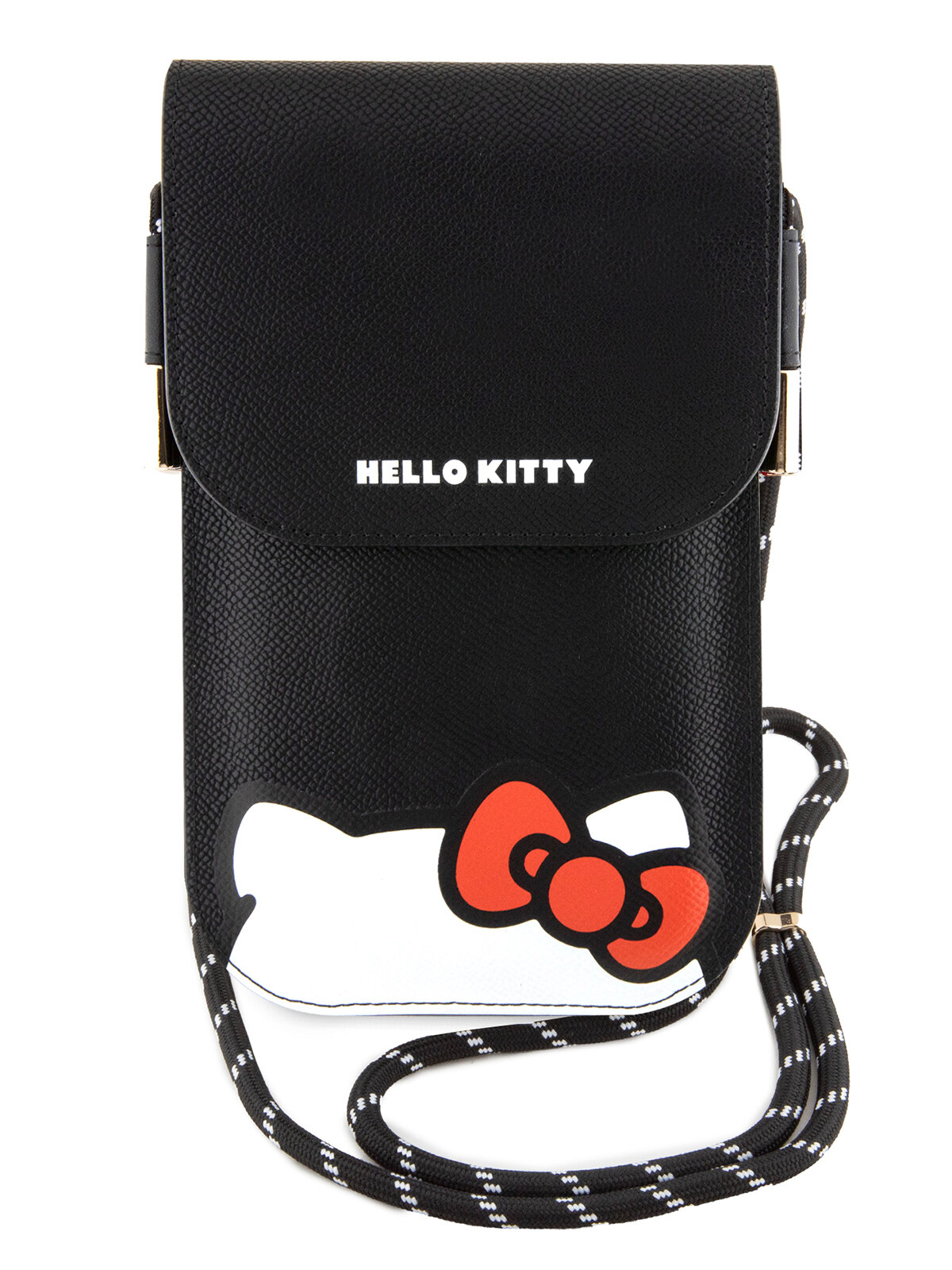 Hello Kitty для смартфонов сумка Wallet Phone Bag PU Grained leather Hidden Kitty with Cord Black