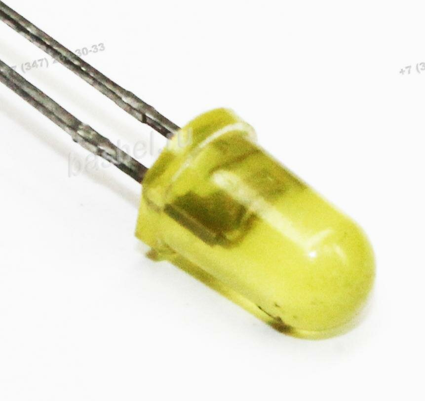 LED DIP 5mm КИПД21 жёлтый, Светодиод, круглый матовый 5мм