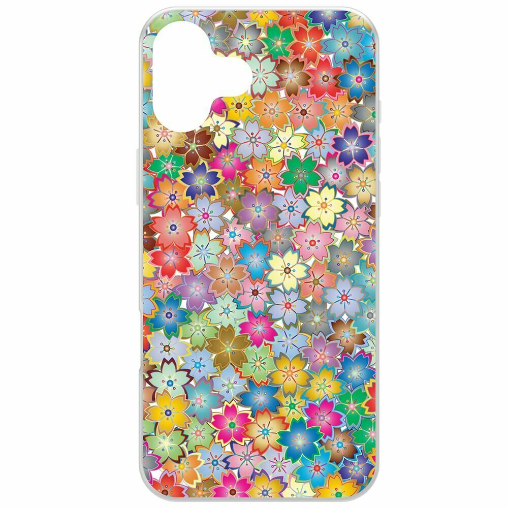 Чехол-накладка Krutoff Clear Case Цветочный паттерн 4 для iPhone 16 Plus