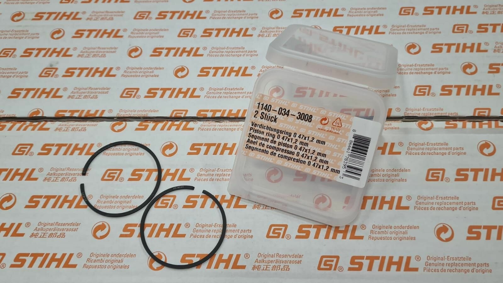 Кольцо компрессионное поршневое STIHL ms-361,362,391 47x1.2mm New оригинал! АРТ 1140-034-3008
