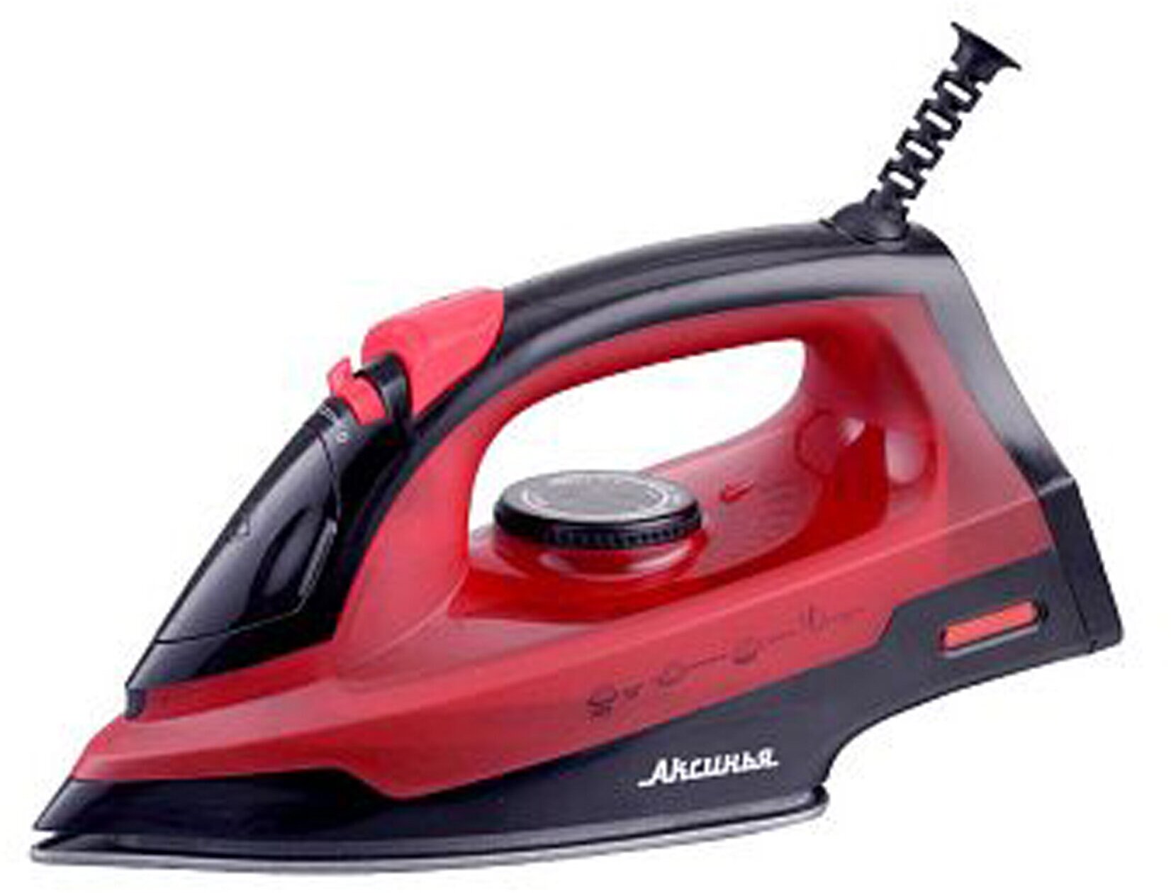 Утюг аксинья КС-3004 черный с красным: 2200 Вт, антипригарн, Самоочистка, паровой удар