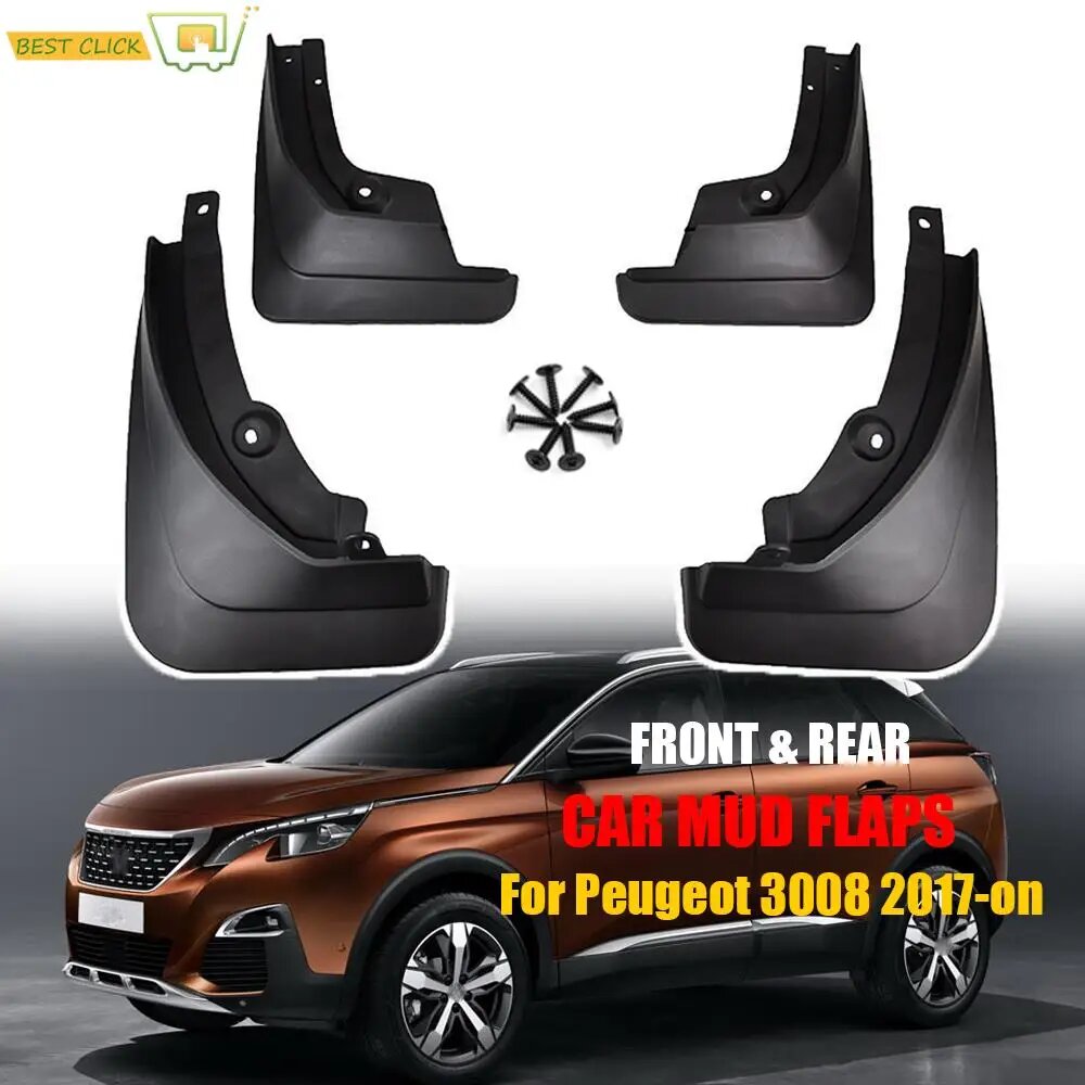 Брызговики для Peugeot 3008 Mk2 GT 2017 2018 2019 2020 2021 Брызговики Брызговики Fender 4 шт. Передние и задние формованные