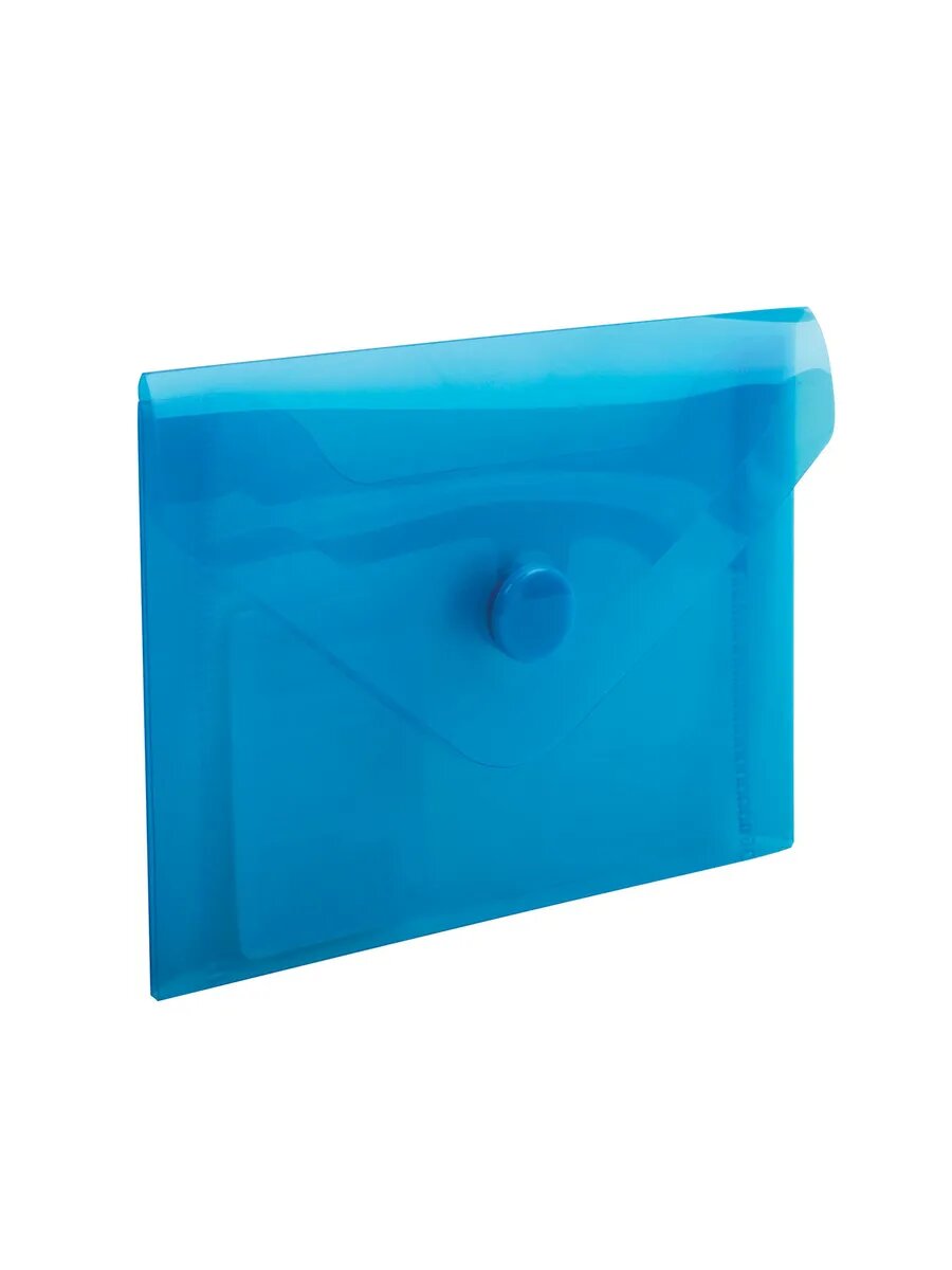 Папка-конверт А7 на кнопке, синяя, 5 шт.