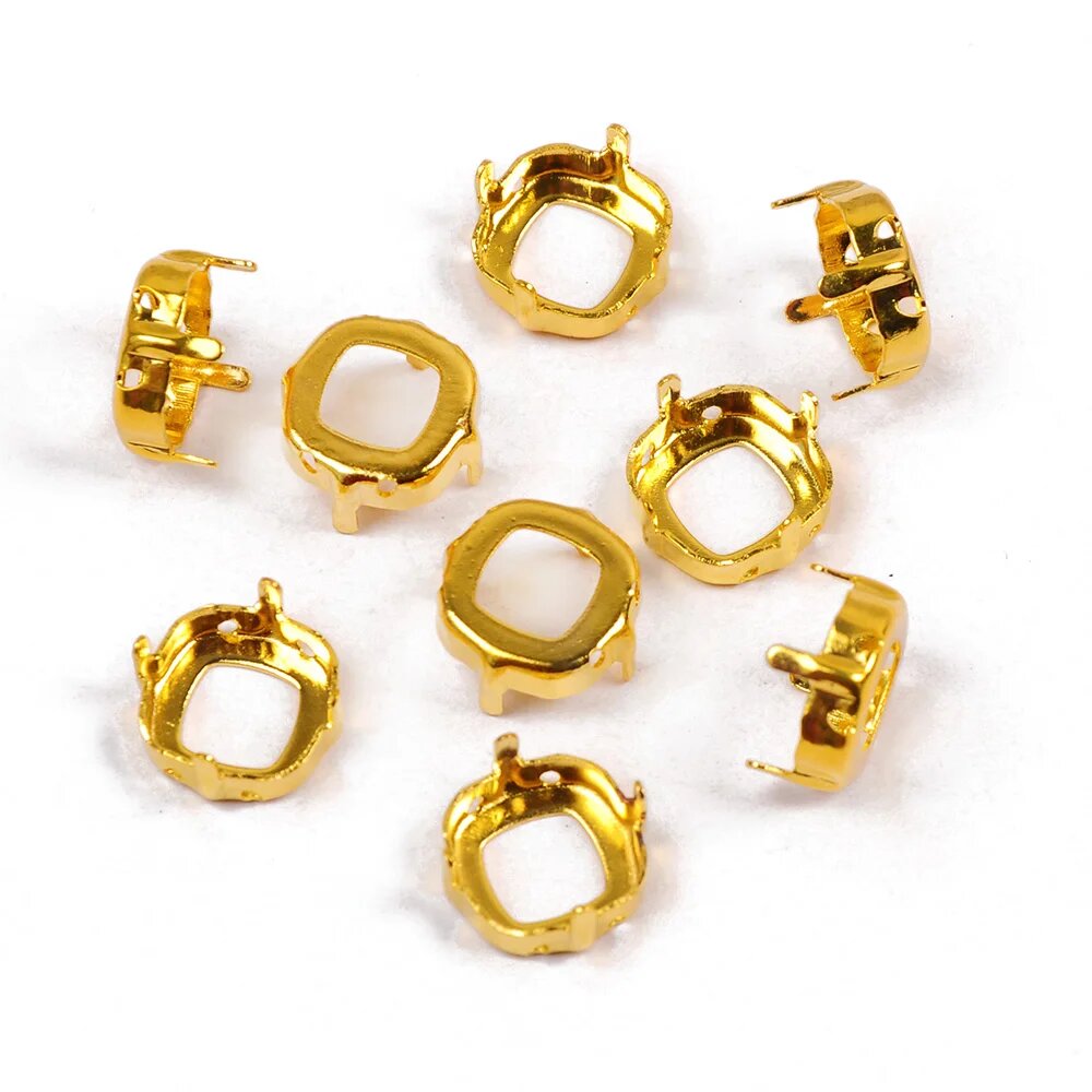 Квадратные держатели для камней 8 мм, Gold Claw, 100 шт