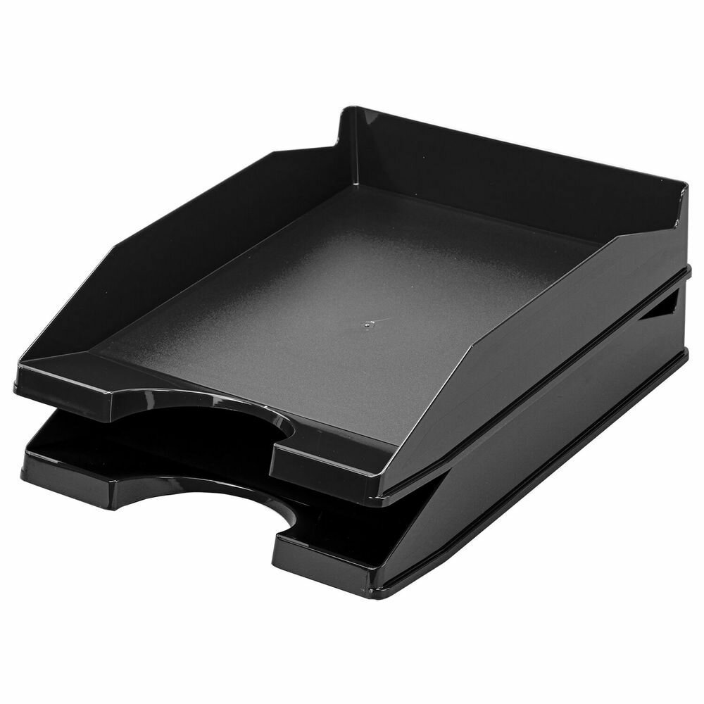 Лоток горизонтальный для бумаг комплект 2 шт, BRAUBERG "Modern", 346х254х61 мм, черный