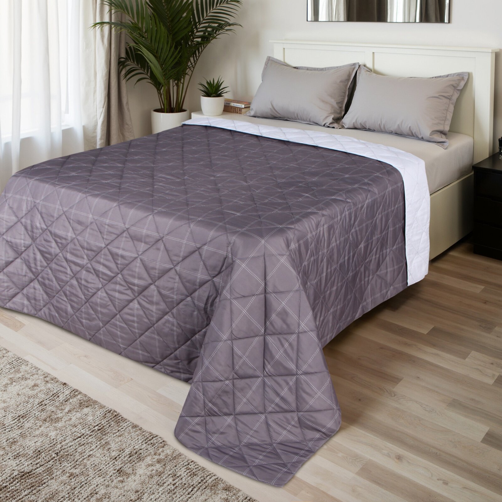 Покрывало LoveLife евро макси Cage: graphite (вид 3) 240*210±5см, микрофайбер, 100%п/э, 10823454