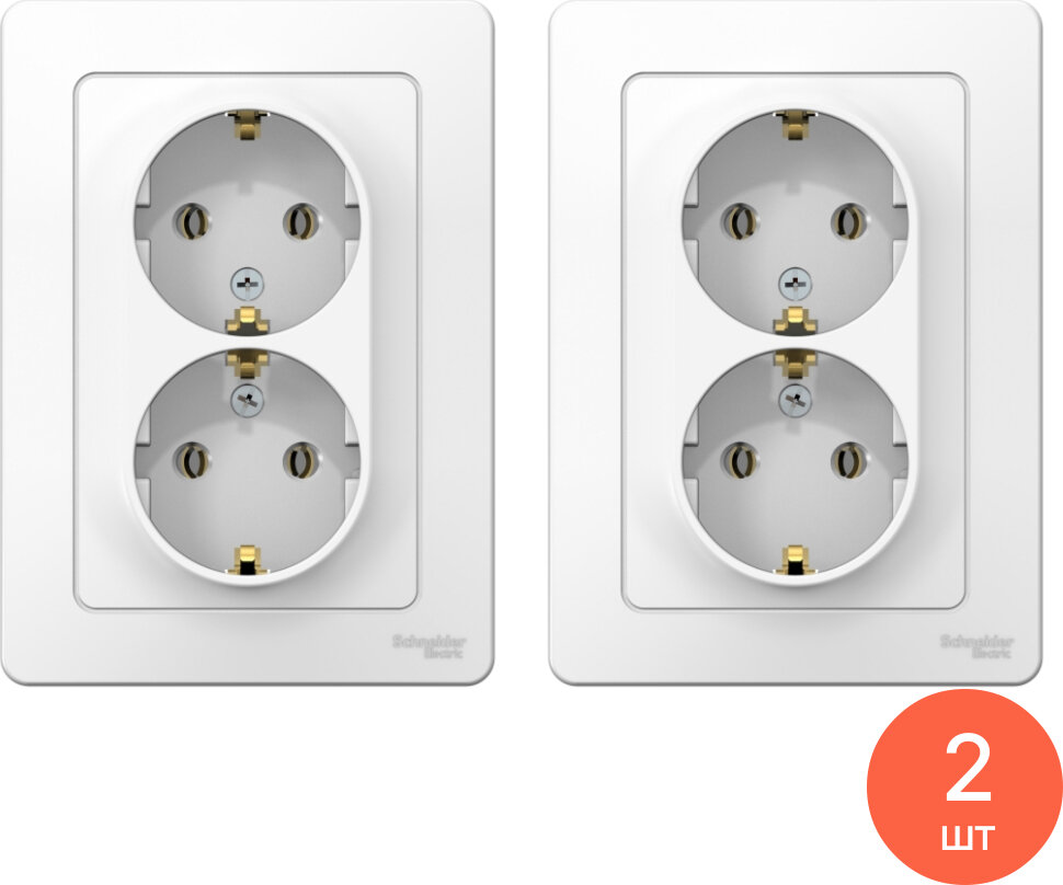 Розетка силовая штепсельная Systeme Electric / Систем Электрик BLANCA, 16А 250В IP20 белый, с заземляющим контактом BLNRS001021 / электрооборудование (комплект из 2 шт)