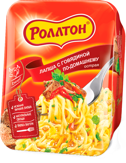Лапша Роллтон со вкусом говядины по-домашнему острая 90 г