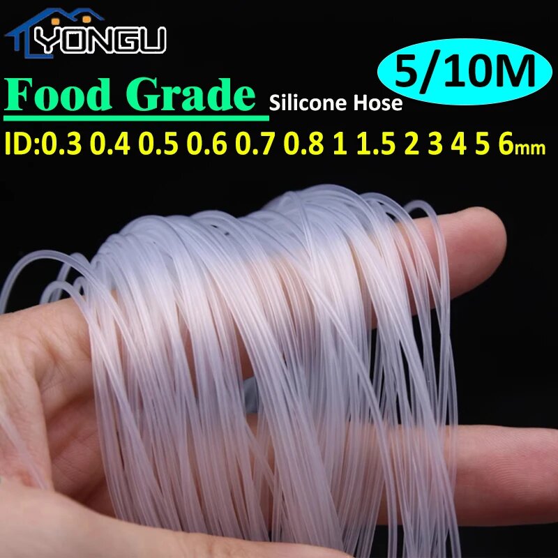 Прозрачный силиконовый водопроводный шланг 0,3-6 мм 0.5x2mm, 5meters