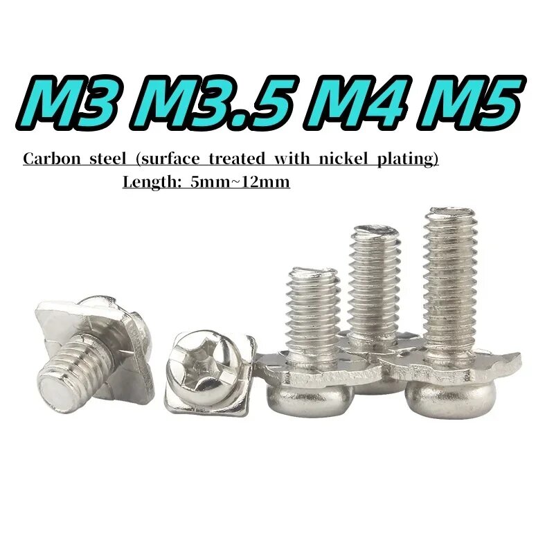 Винты с квадратной шайбой из углеродистой стали M5x10x10mm, QTY 30pcs