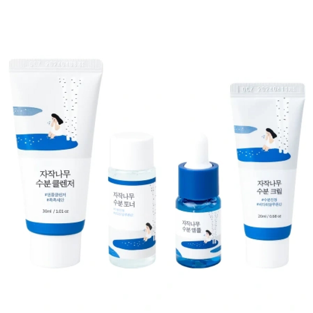 ROUND LAB Набор средств для лица с берёзовым соком: гель, тонер, сыворотка, крем / Birch Juice Trial Kit, 30 мл, 20 мл x 2, 10 мл