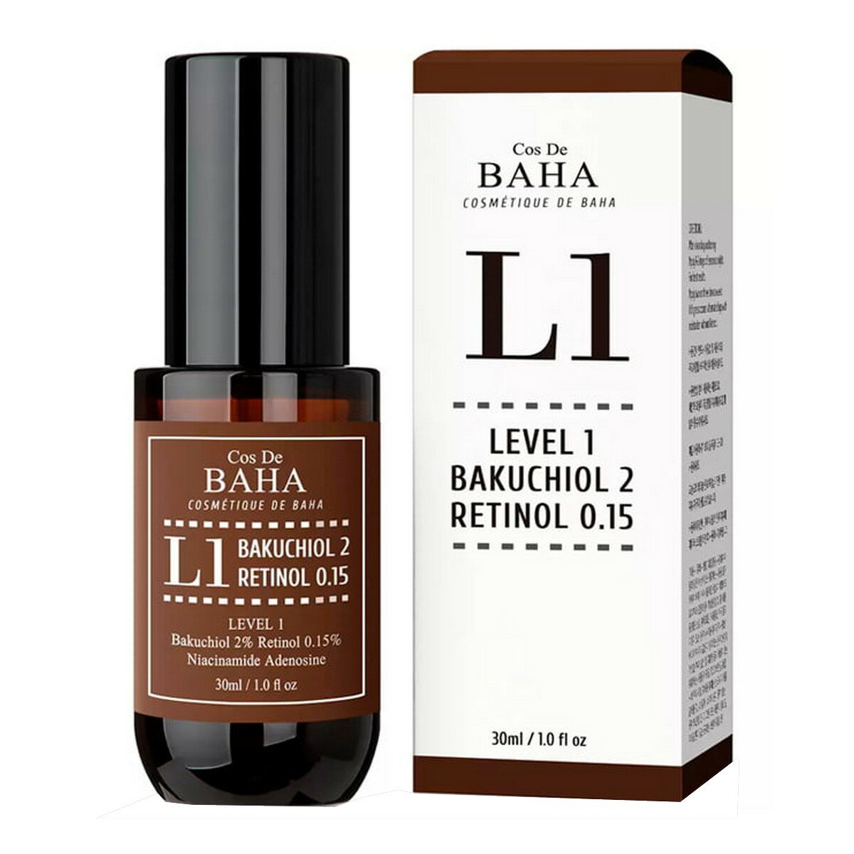 Сыворотка для лица Cos De Baha "L1", с бакучиолом, ретинолом, 30мл