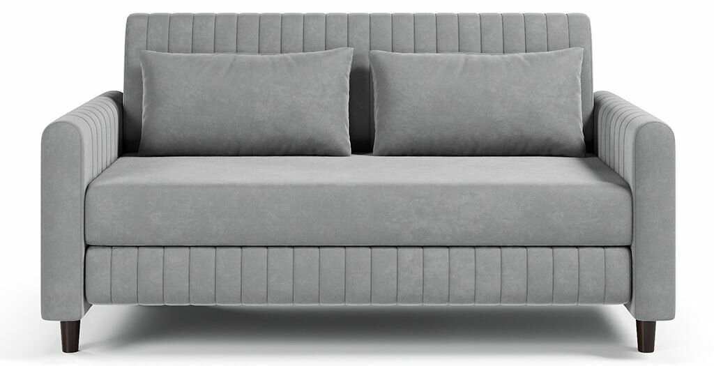 Диван-кровать Денвер, 160х88х84 см, велюр Bingo Gray, механизм Аккордеон, детский диван раскладной, без ящика для белья