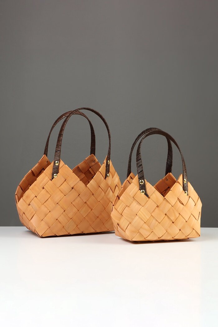 Набор корзин плетёных, 2 шт, 30×17×19 см, 24×14×15 см, ива, натуральный цвет