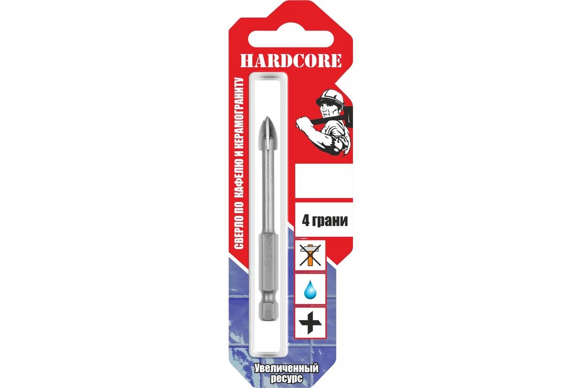 Hardcore 151004 Сверло по керамограниту и керамической плитке 4 мм 4 грани