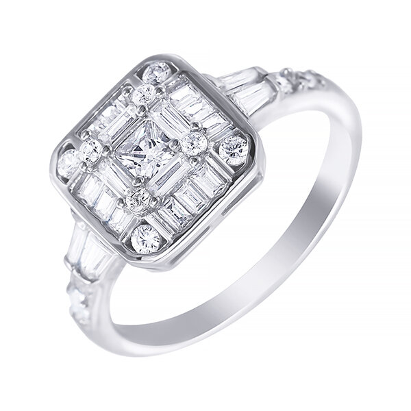 Перстень, серебро, 925 проба, родирование, циркон