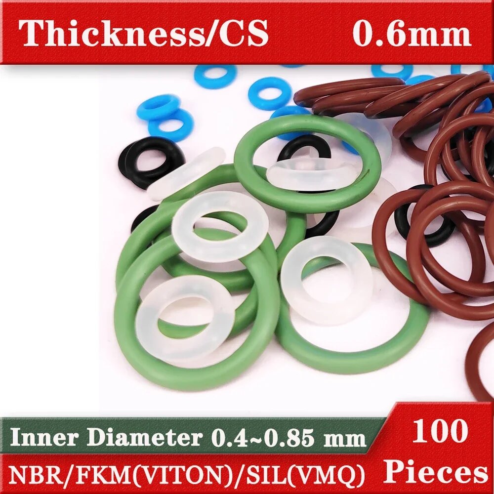 Уплотнительные кольца Hands-online 0.6mm из нитрила Material FKM VITON, 1mm 100 Pieces